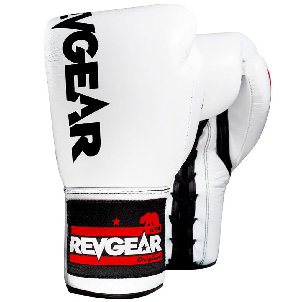 REVGEAR F1 COMPETITOR LACE BOXING GLOVES WHITE — Takedown Distribution